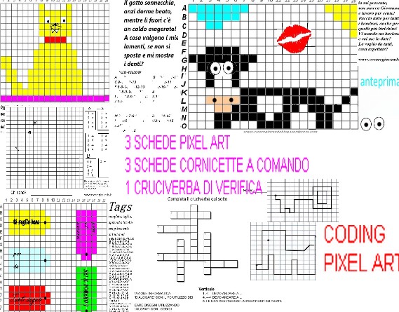 7+1 SCHEDE CODING-PIXEL ART e cruciverba * Crearegiocando