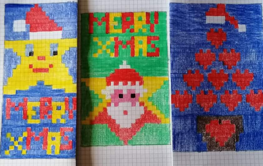 BABBO NATALE, STELLA E ALBERO in pixel art con codici * Crearegiocando BABBO NATALE, STELLA E ALBERO in pixel art con codici * Crearegiocando